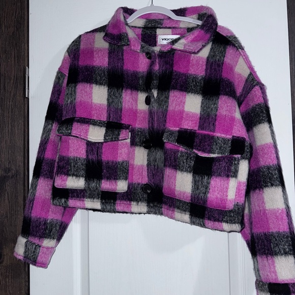 Vigoss | Jackets & Coats | Vigoss Pink And Black Plaid Jacket | Poshmark